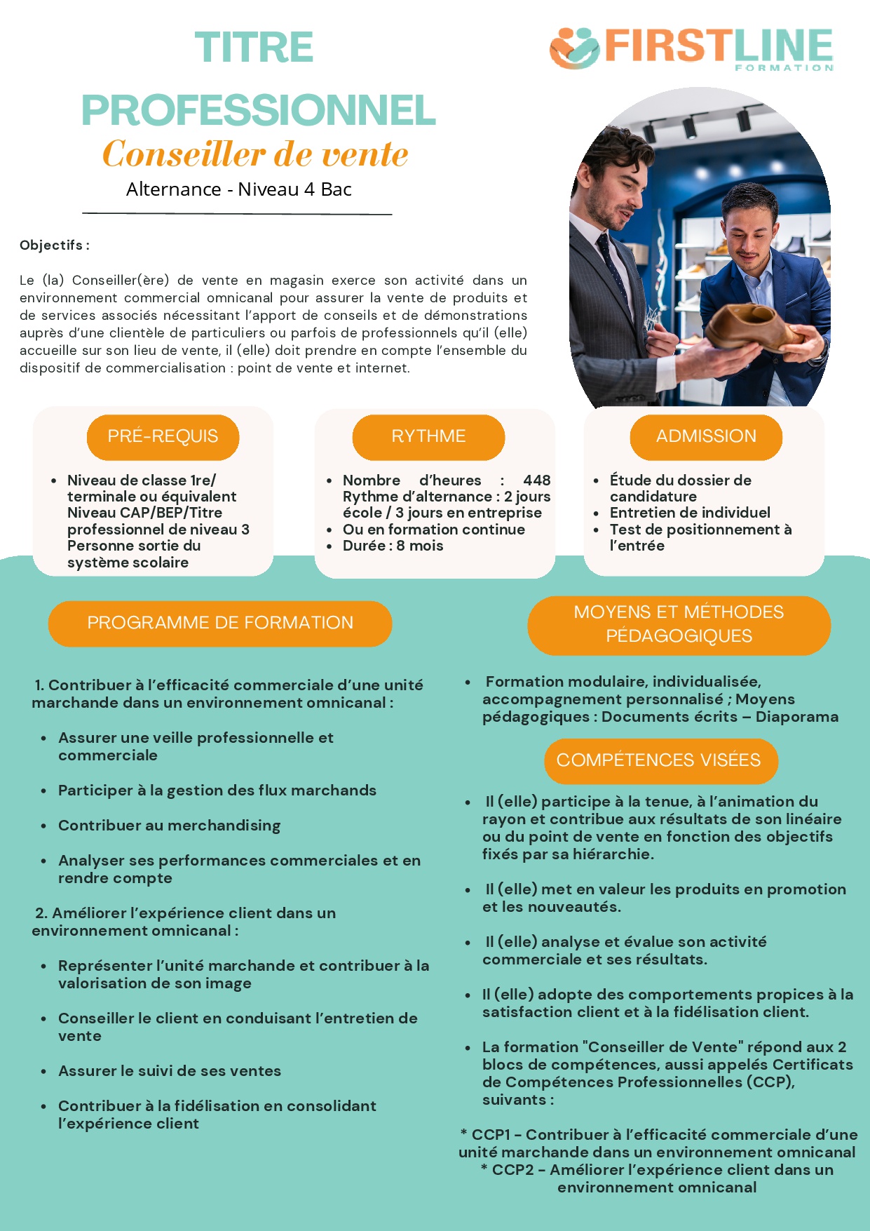 TP Conseiller de vente – Formation en Alternance – First Line Formation